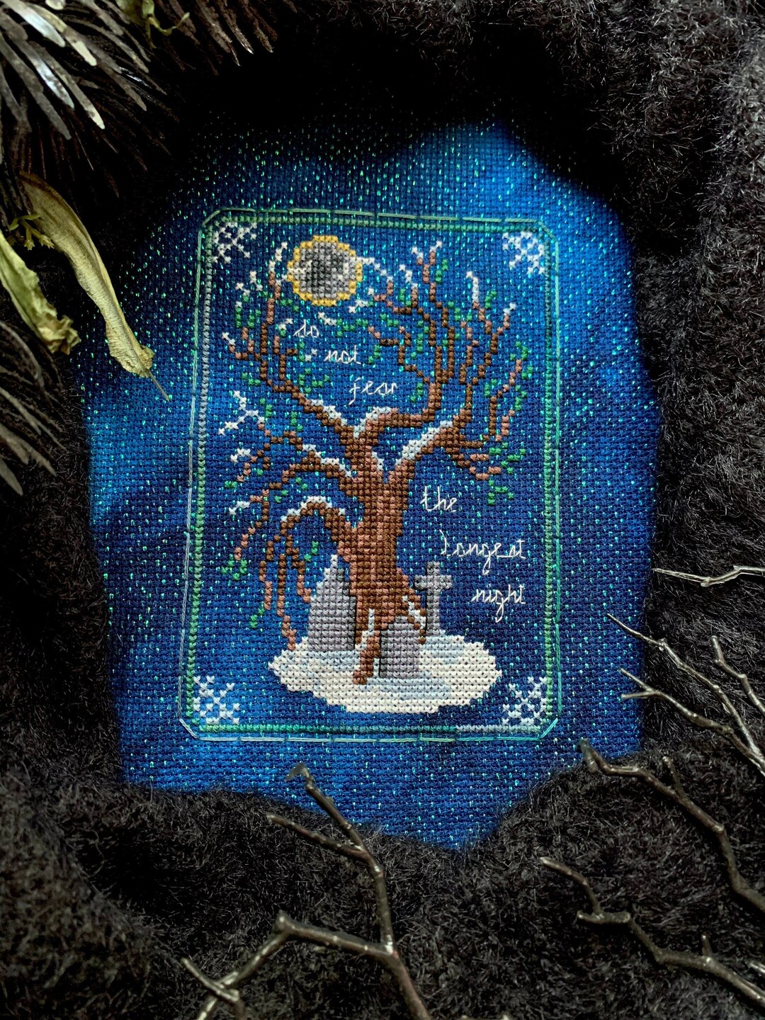 The Graveyard Yew Cross Stitch Pattern Digital PDF, Dark Winter ...