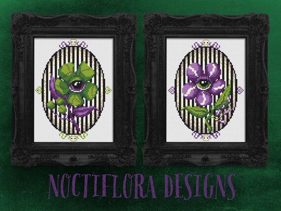 Halloween Monster Cross Stitch Pattern Bundle Frankenflower - Etsy