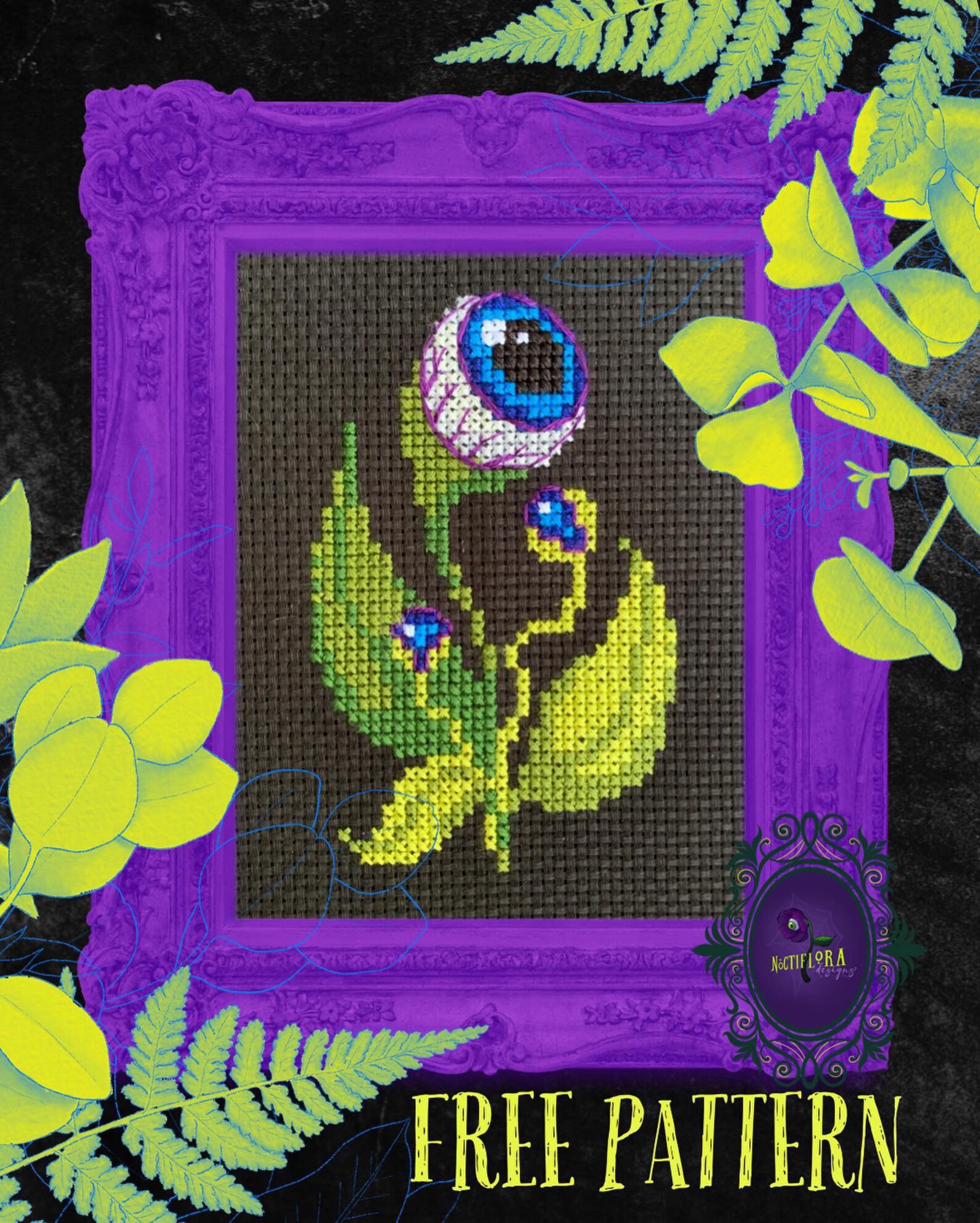 Creepy Floral Cross Stitch Pattern Pdf Bundle, Gothic Embroidery Design ...