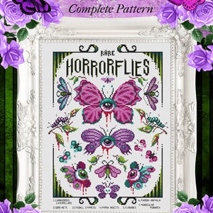 Rare Horrorflies Cross Stitch Stitch-along Complete Pattern, Digital ...