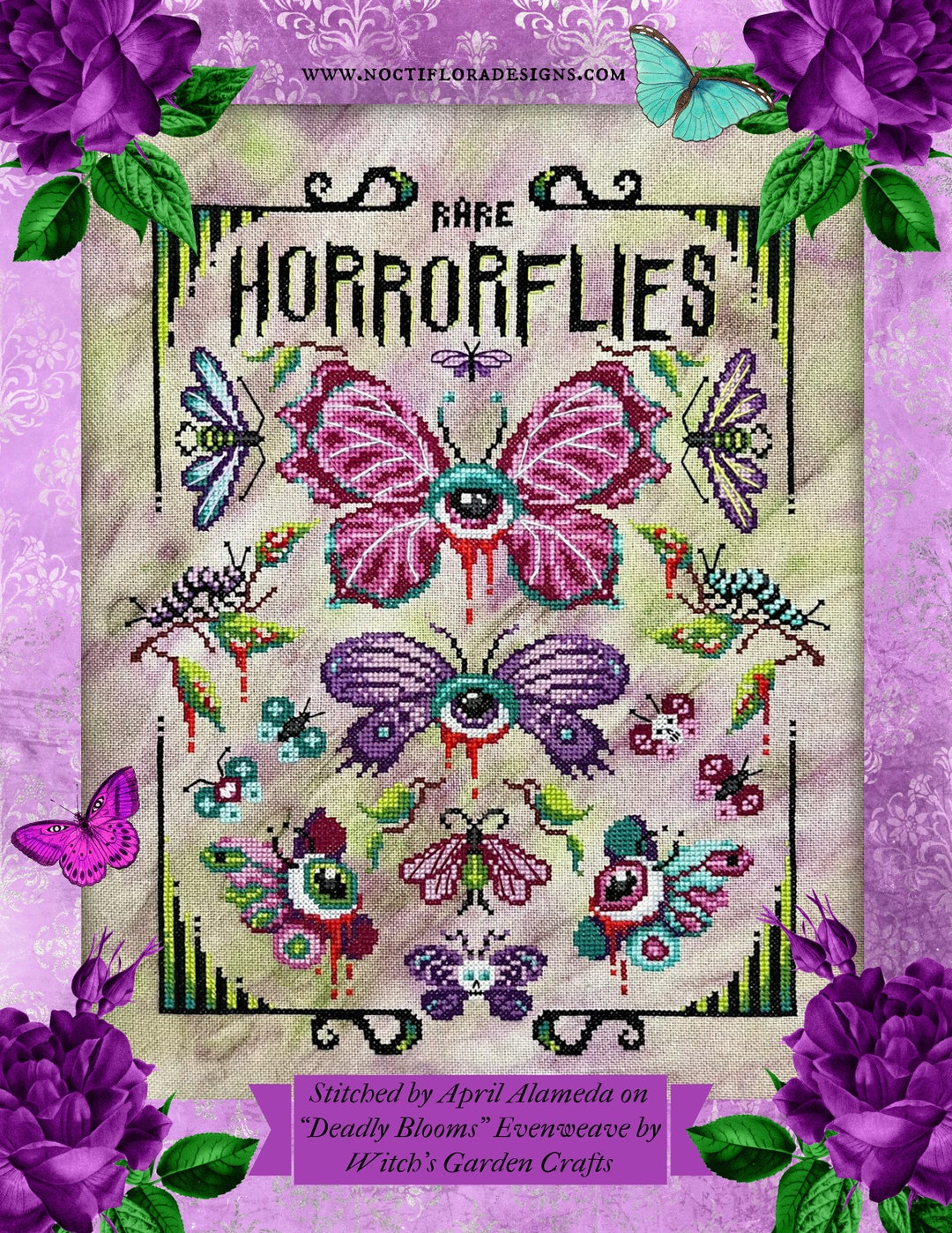 Rare Horrorflies Cross Stitch Stitch-along Complete Pattern, Digital ...