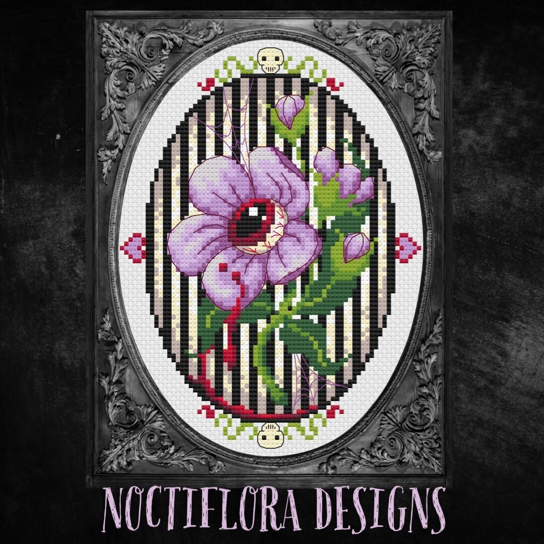 Bitten Bloom Cross Stitch PDF Pattern Valloween Digital - Etsy