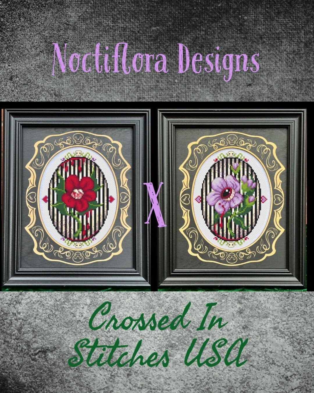 Bitten & Biting Bloom Cross Stitch Pattern Bundle, Valloween Vampire ...