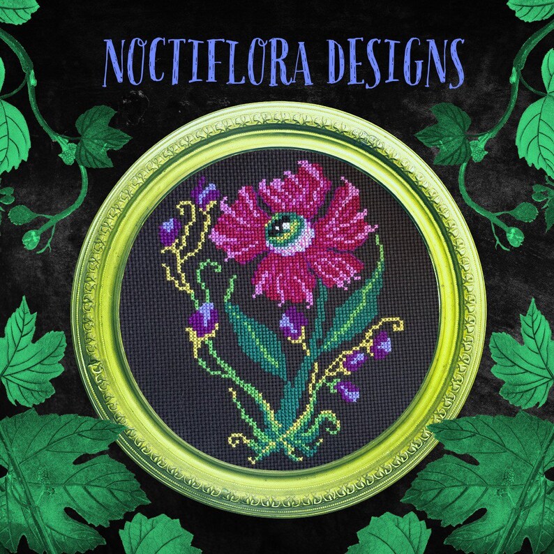 Creepy Floral Cross Stitch Pattern Pdf Bundle, Gothic Embroidery Design ...
