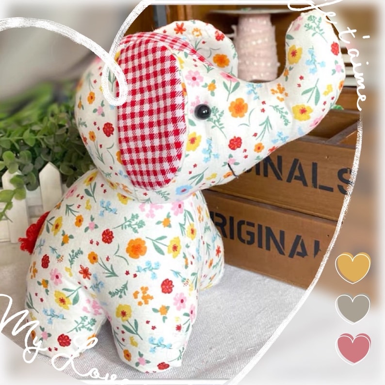 Baby Elephant Plushie Sewing Pattern, PDF & Video Tutorial, Stuffed ...