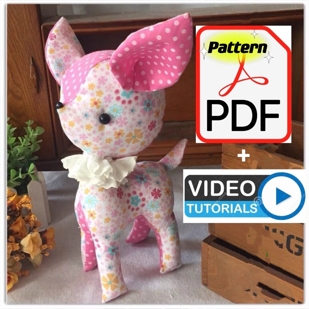 Baby Deer Plushie Sewing Pattern, PDF & Video Tutorial, Stuffed Animal ...