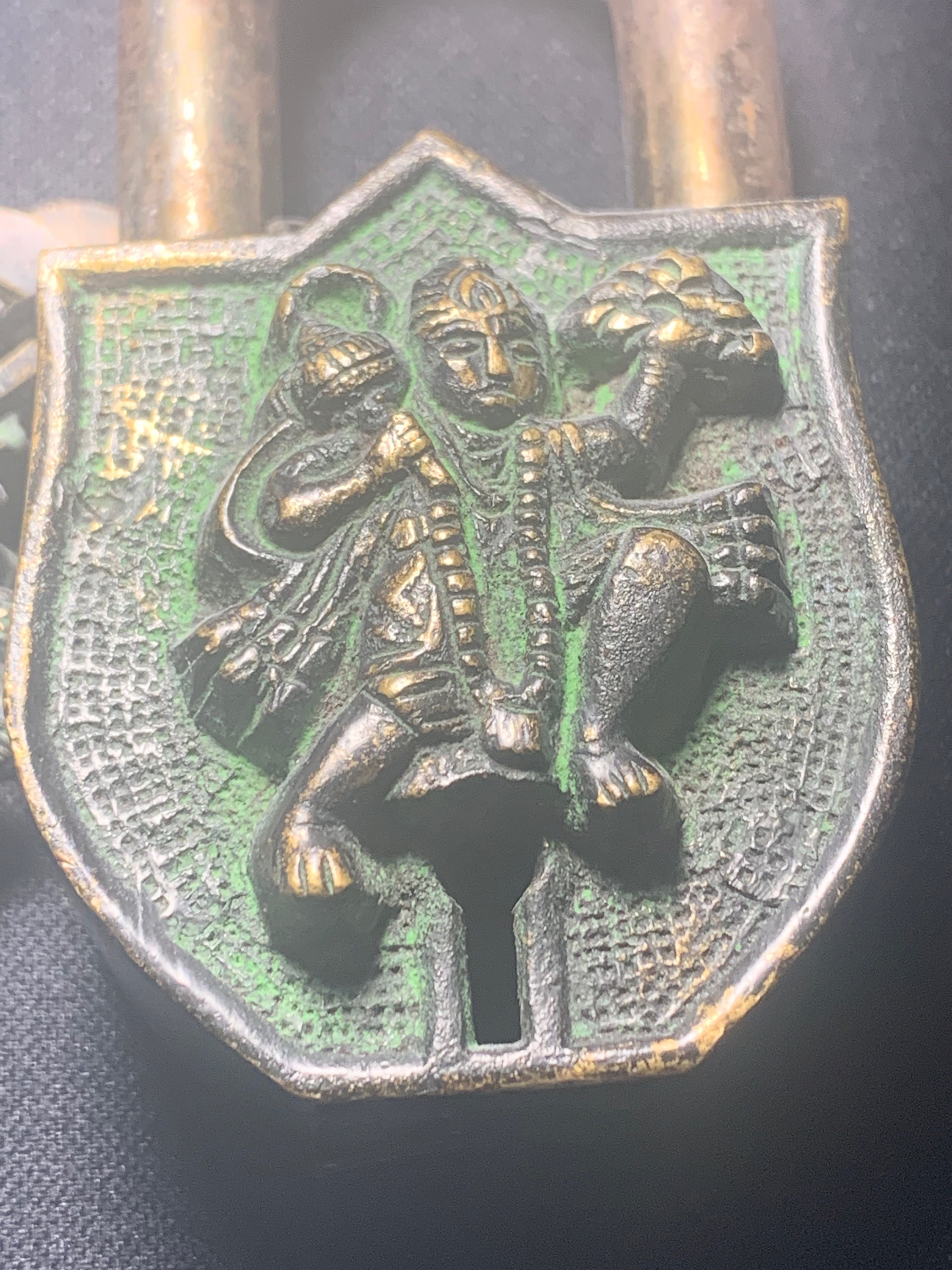 Antique Brass Chinese Lock and Key Greenish Blue Patina - Etsy