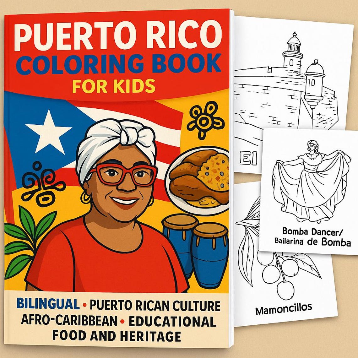 Puerto Rico Coloring Book for Kids – Bilingual Spanish English – Taíno ...