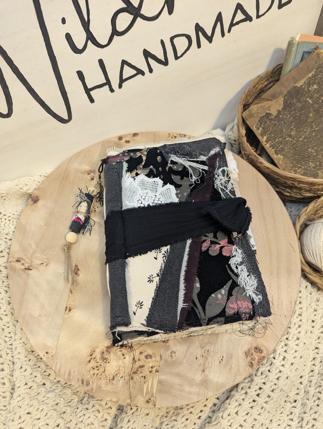 Moody Junk Journal #2 – Dark Romance Handmade Fabric Journal With Denim ...