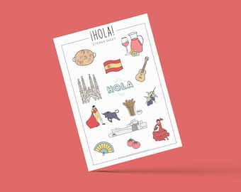 Hola Travel Stickers - Spanish Sticker Sheet - Etsy