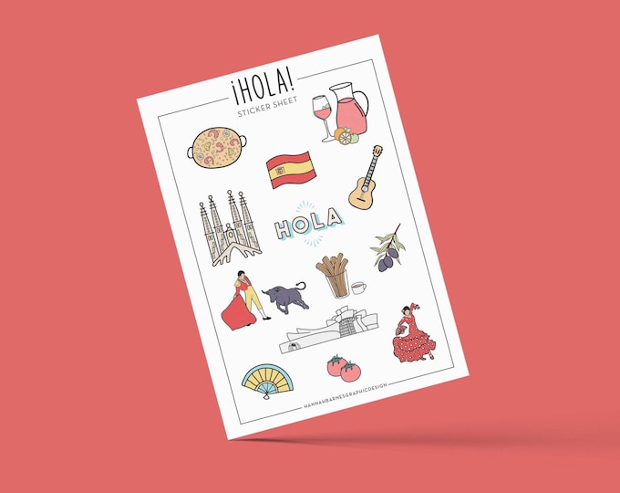 Hola Travel Stickers - Spanish Sticker Sheet - Etsy