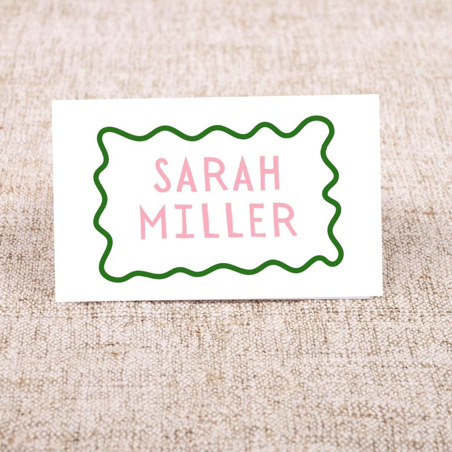 Whimsical Squiggle Wedding Place Card Template, Flat & Tent Place Cards ...