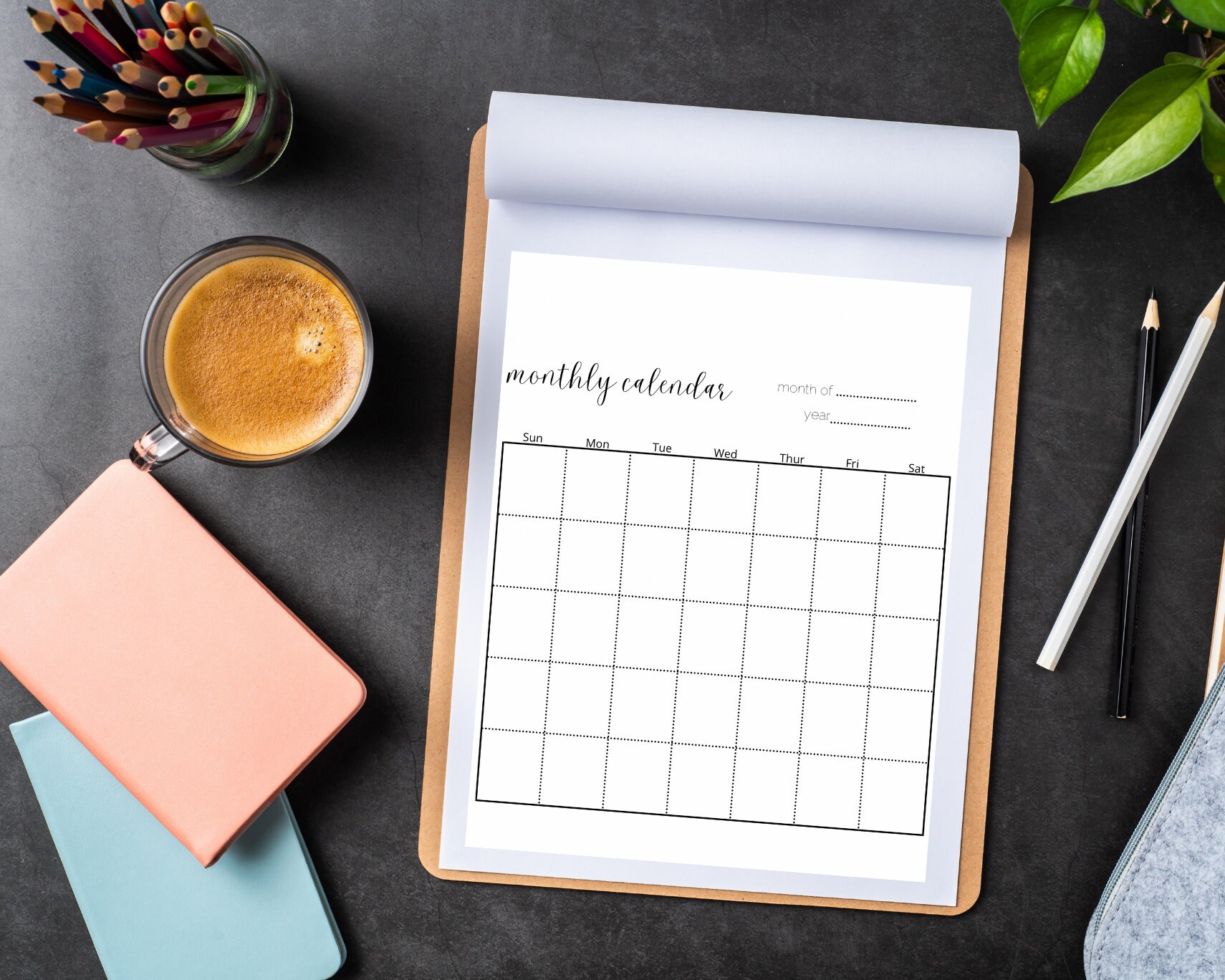 Monthly Blank Calendar Simple Calendar | Minimalist Monthly Planner ...
