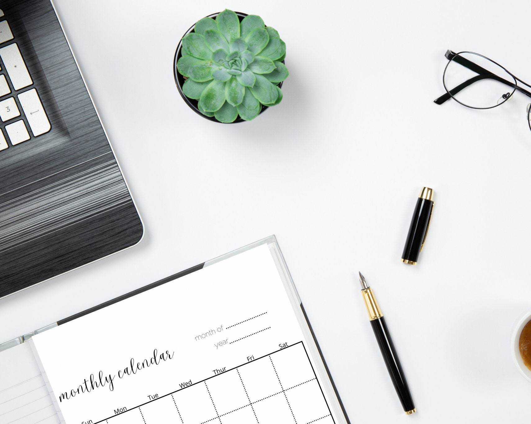 Monthly Blank Calendar Simple Calendar | Minimalist Monthly Planner ...