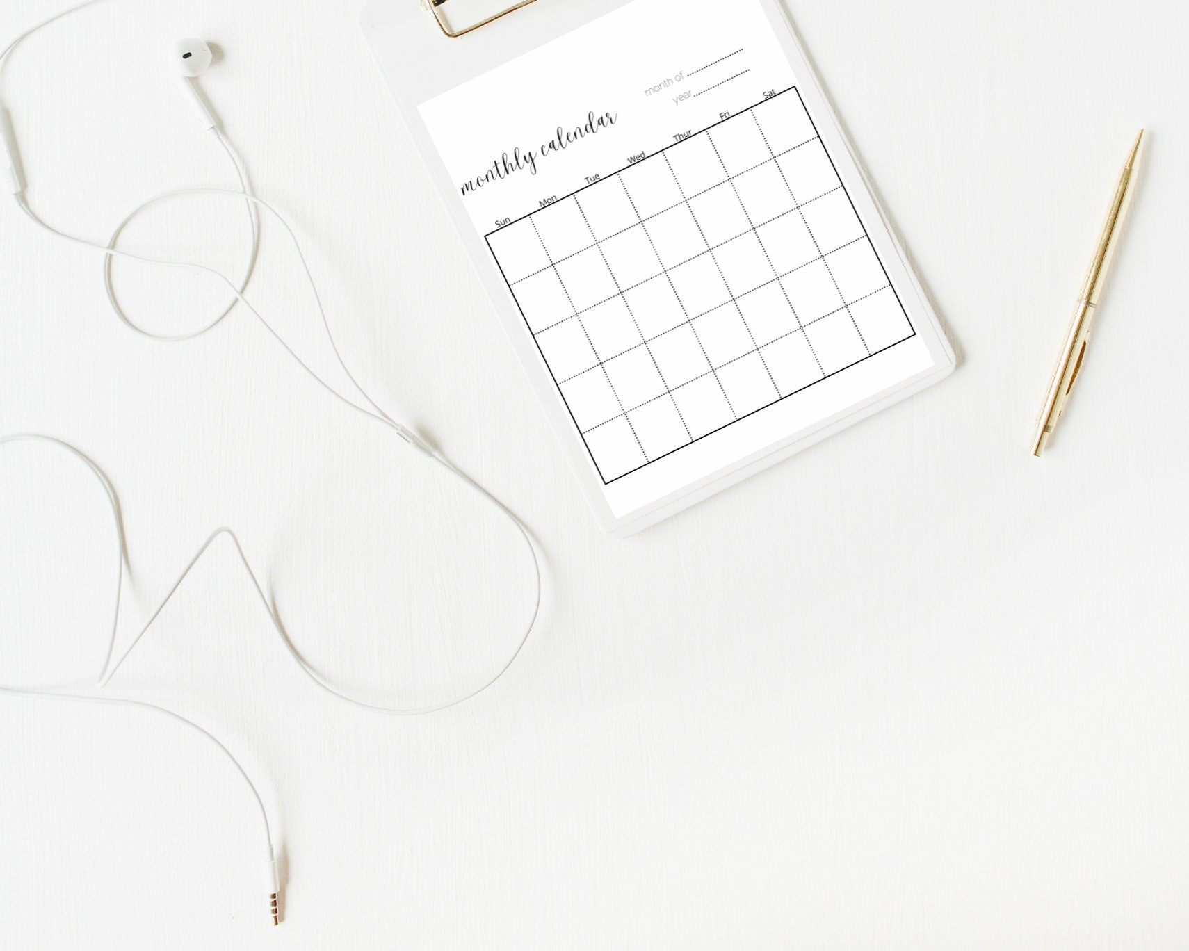 Monthly Blank Calendar Simple Calendar | Minimalist Monthly Planner ...