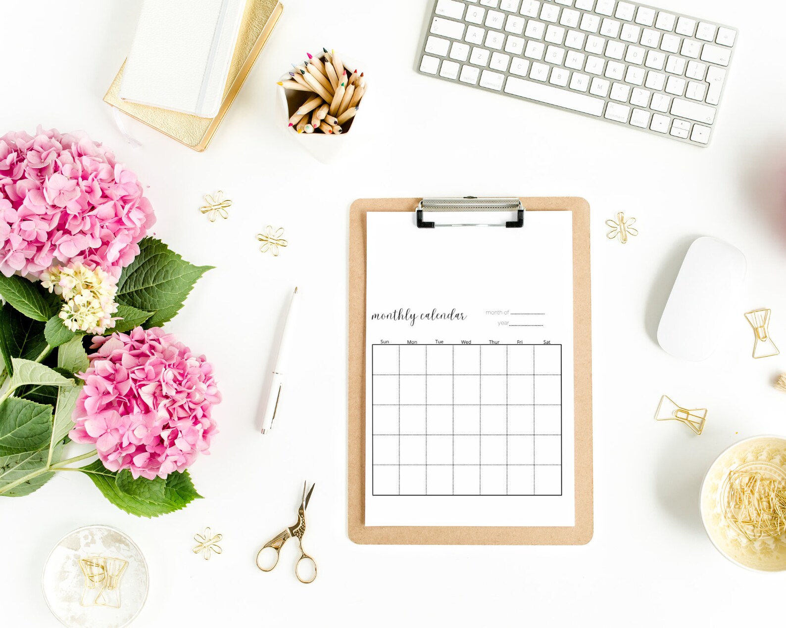 Monthly Blank Calendar Simple Calendar | Minimalist Monthly Planner ...