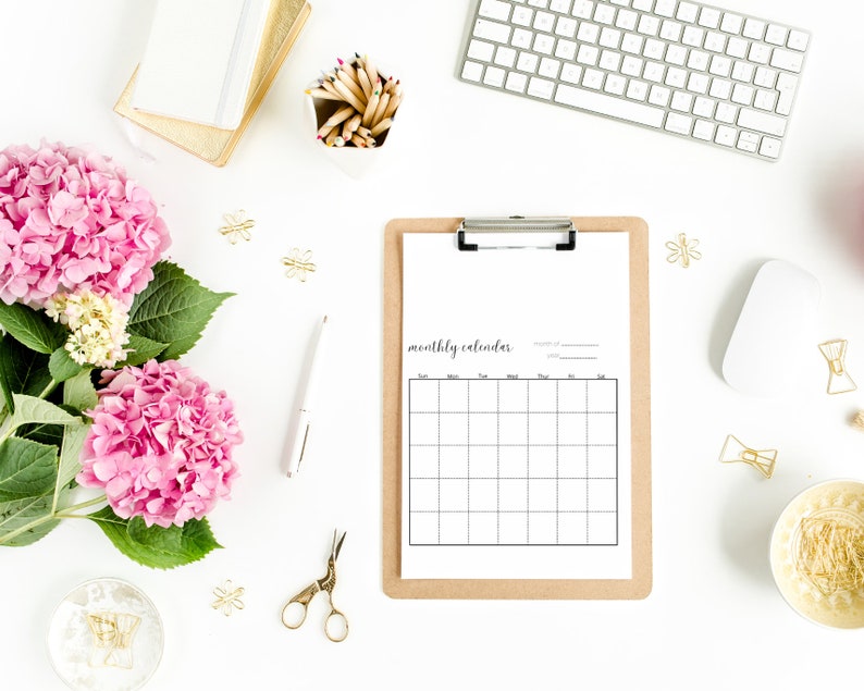 Monthly Blank Calendar Simple Calendar | Minimalist Monthly Planner ...