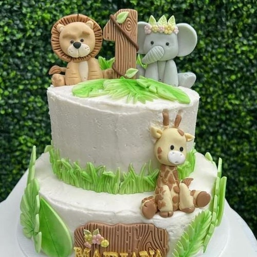 Baby Safari Cake Topper Fondant With Leaves Bundle 7 Cute - Etsy