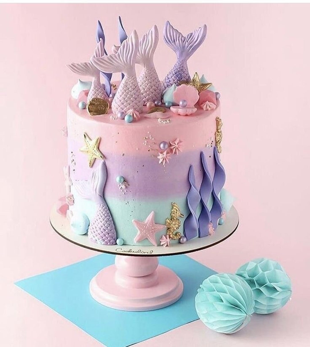 30 Piece Mermaid Fondant Cake Kit/mermaid Party/mermaid Tails/sugar Sea ...
