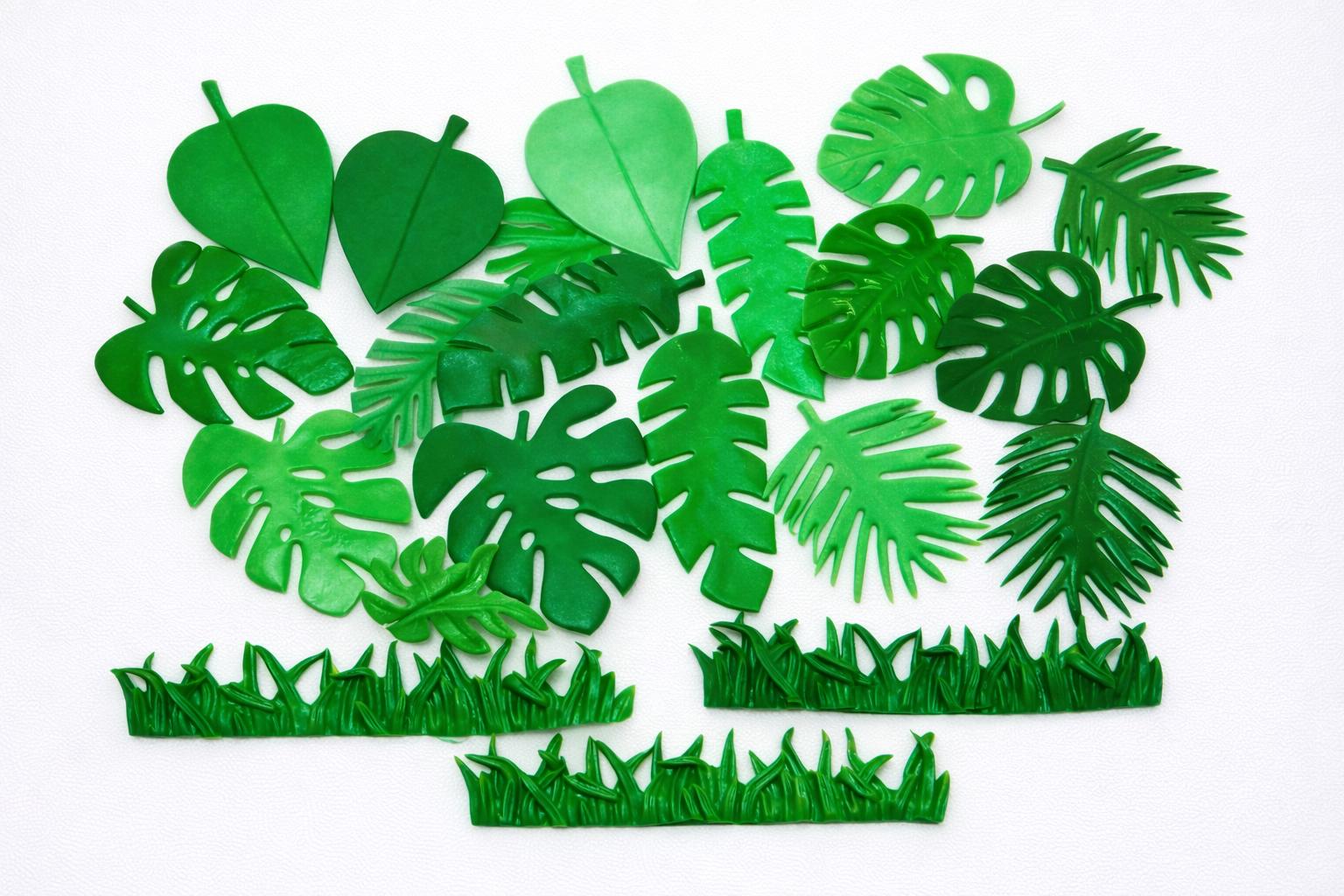 Fondant Tropical Leaf Cake Toppers: Jungle Safari Party Decorations - Etsy
