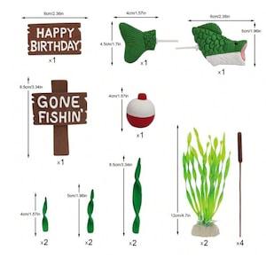 Gone Fishin' Cake Topper Set: Lake & Camping Party Decorations | 17 ...