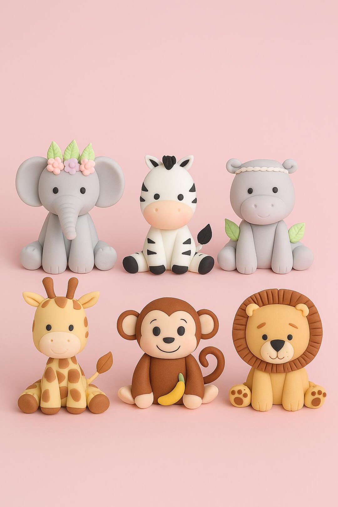 Custom Fondant Safari Cake Topper Set | Jungle Animals - Etsy