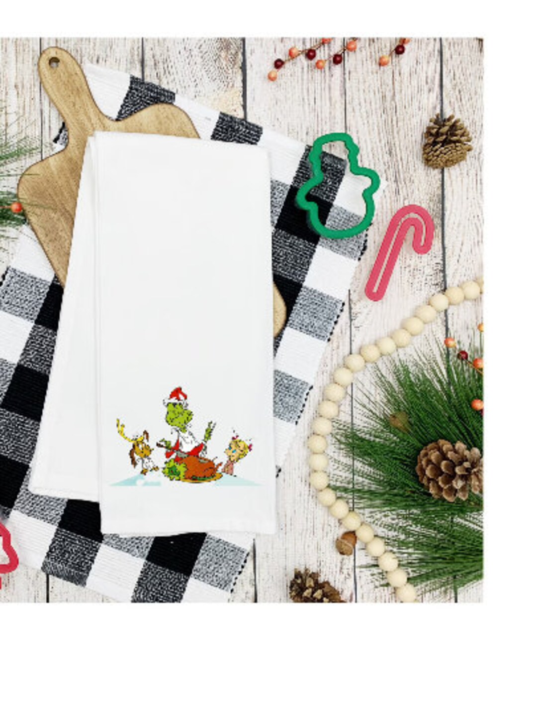 Whimsical 16x24 Grinch Waffle Kitchen Towel Holiday Decor Grinch ...