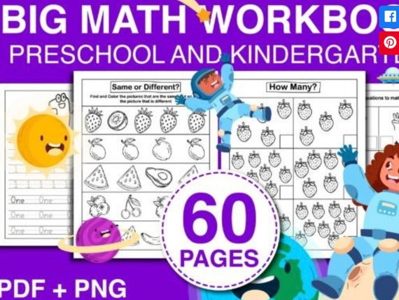 BIG MATH ACTIVITY and Activity Workbook Preschool and - Etsy