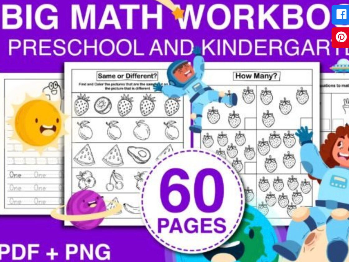 BIG MATH ACTIVITY and Activity Workbook Preschool and - Etsy