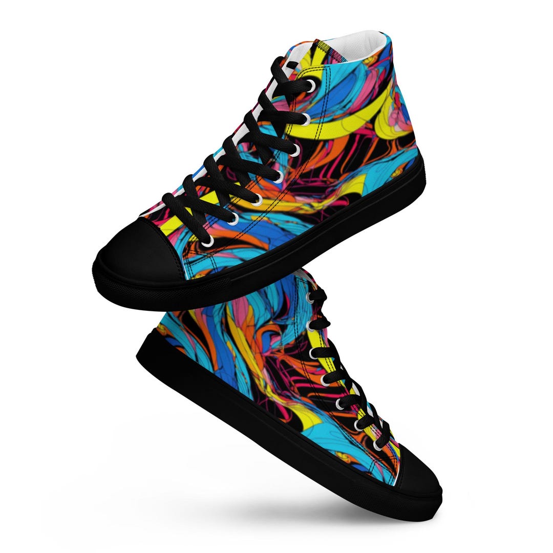 Womens High-top Sneakers With Multicolor Paint Splash Design - Etsy