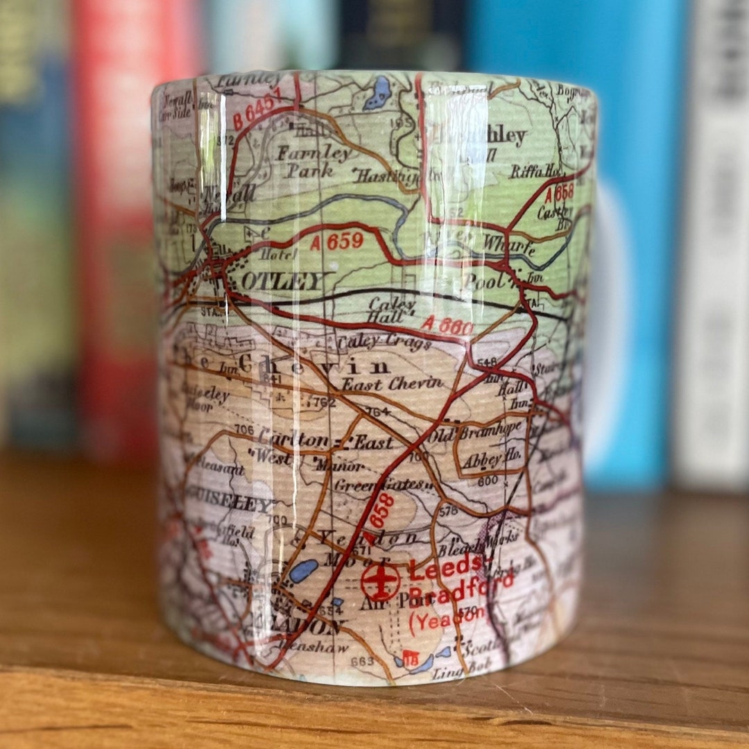 Otley Map // Yeadon Map // Ilkley Map // Leeds West Yorkshire Mug - Etsy