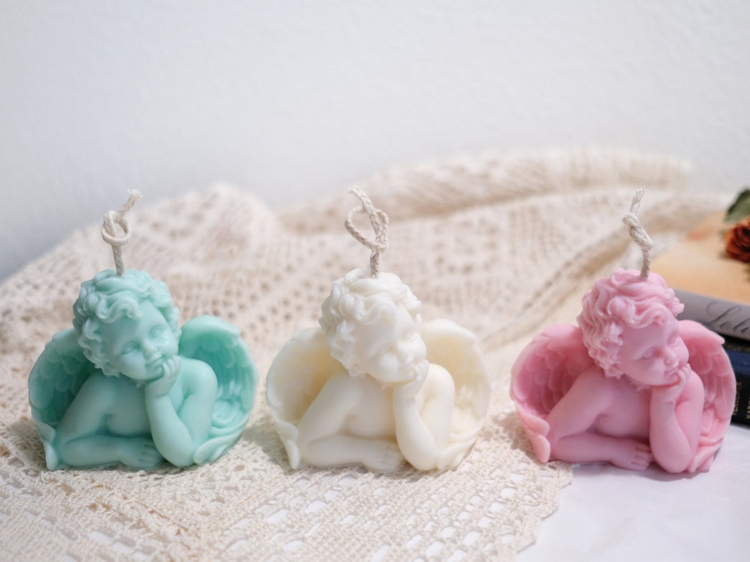 Angel Candle, Pastel Angel Candle, Handmade Candle, Soy Wax Candle ...