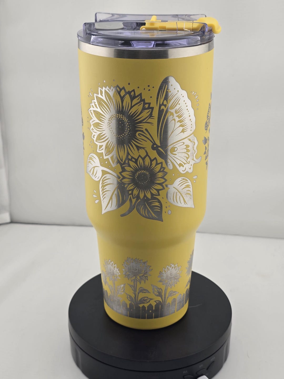 Laser Engraved Sunflower and Butterfly Tumbler: Yellow Hogg 40oz Cup - Etsy