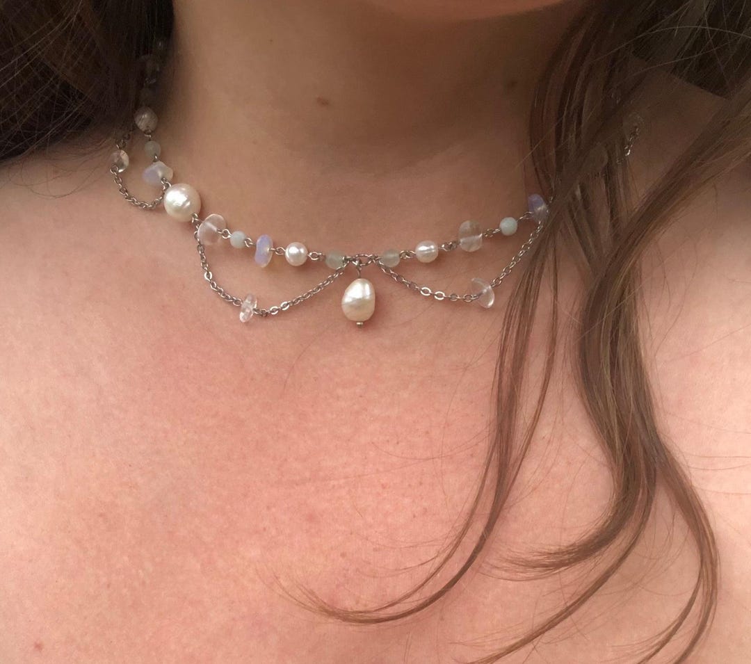 Royalcore Necklace Coquette Aesthetic Jewelry Crystal Necklace Real ...