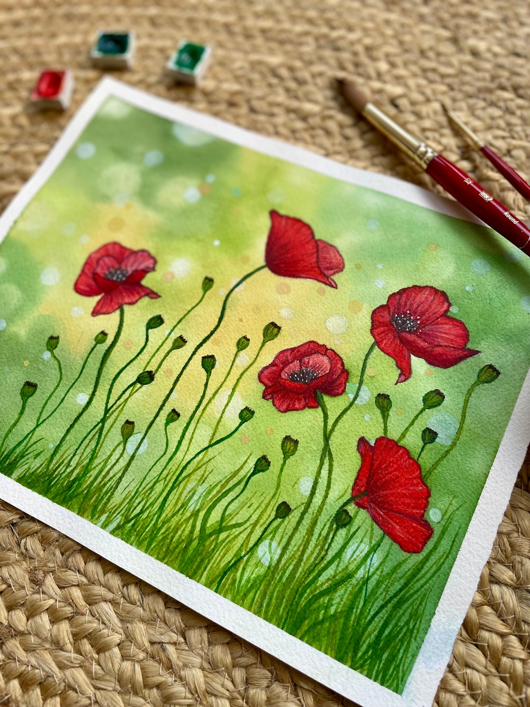 ORIGINAL DRAWING - 'poppy Field', Botanical Art, Framed Wall Art ...