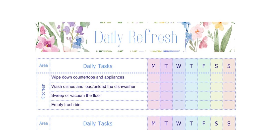 Daily and Monthly Home Refresh Checklist - Etsy