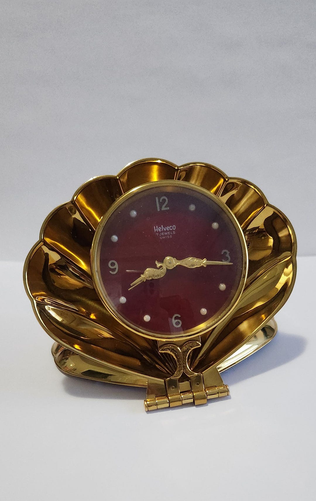 Vintage Helveco Swiss Travel Alarm Clock - Brass - Etsy