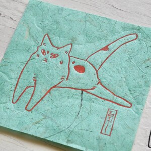 Cat on Stairs Linocut Print Modern Art Minimalist Modern Meme - Etsy