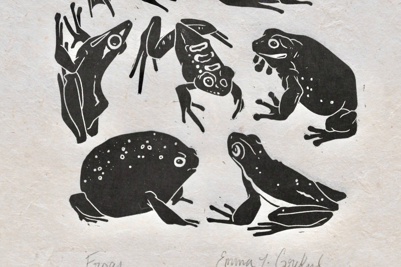Frogs Linocut Print Dumpy Tree Frog Leopard Frog Pixie - Etsy