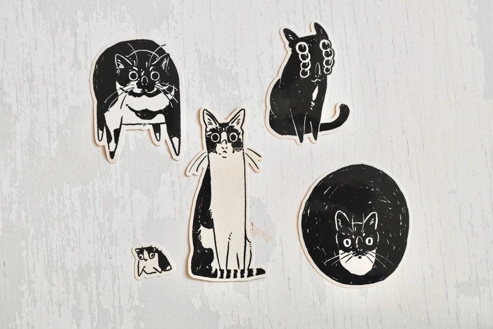Sketchy Cat Sticker Set | Laptop Water Bottle Decal | 3 Inches | Glossy ...