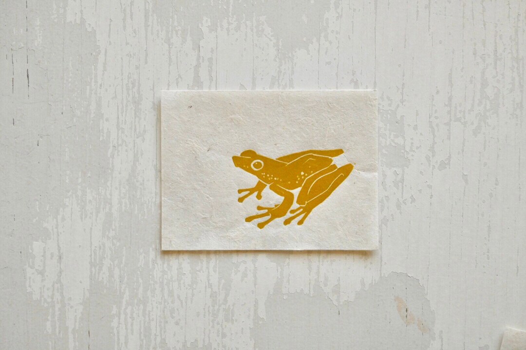 Mini Frog 2 3x4 Linocut Print - Etsy
