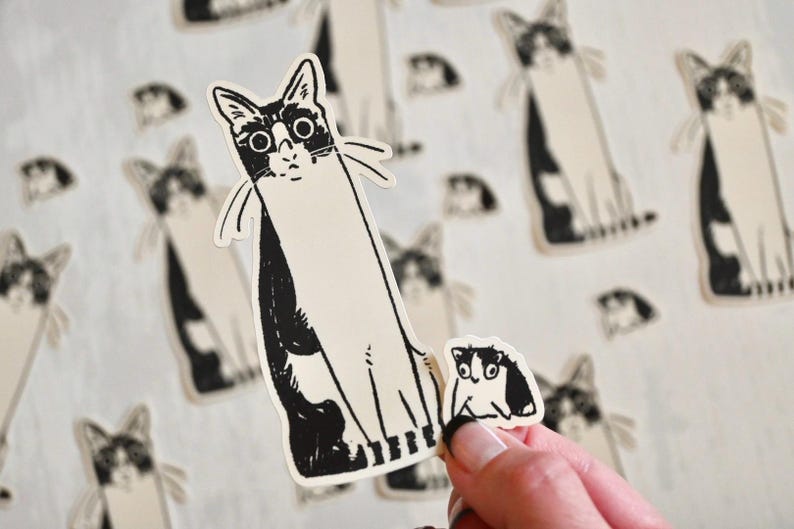 Sketchy Cat Sticker Set | Laptop Water Bottle Decal | 3 Inches | Glossy ...