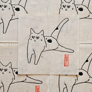 Cat on Stairs Linocut Print Modern Art Minimalist Modern Meme - Etsy