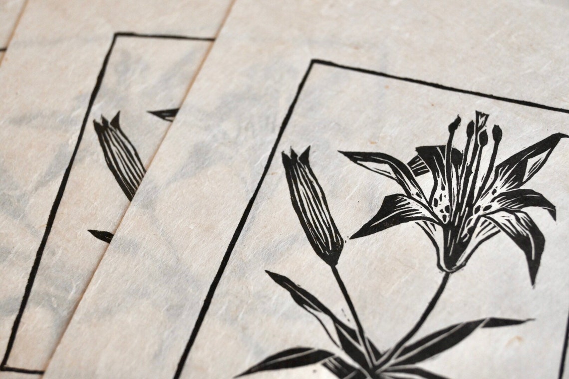 Linocut Wildflower Wood Lily - Etsy