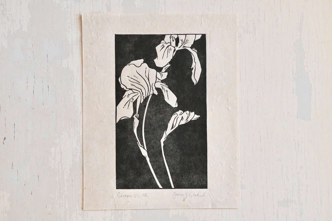 German Iris - Linocut Print - Etsy