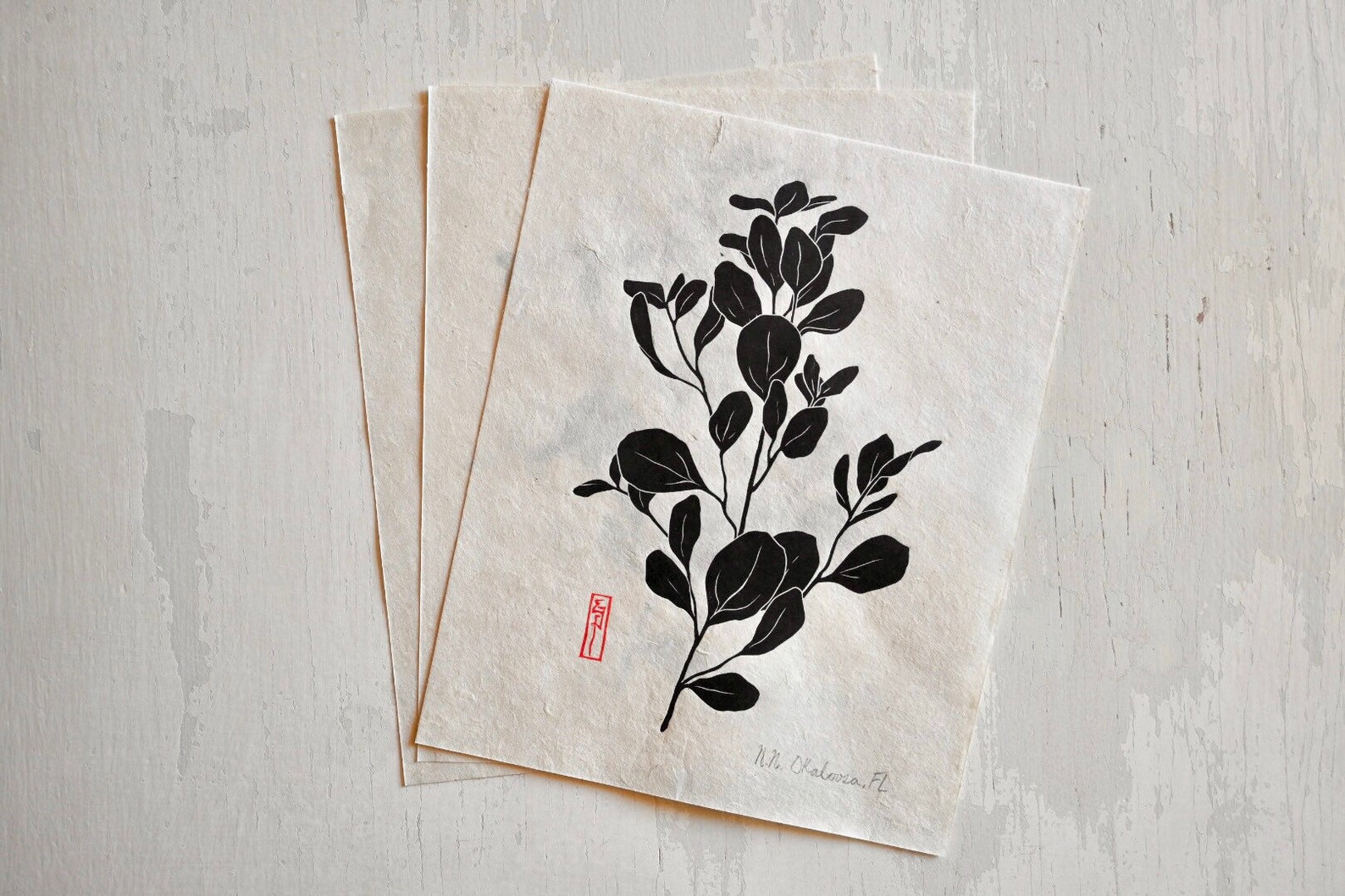 Unidentified Leafy Plant Botanical Linocut - Etsy