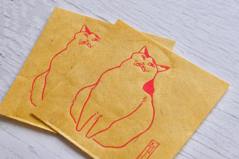 Whiny Cat minimalist Modern Linocut Print Meme Art - Etsy