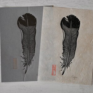 Linocut Pigeon Feather - Etsy