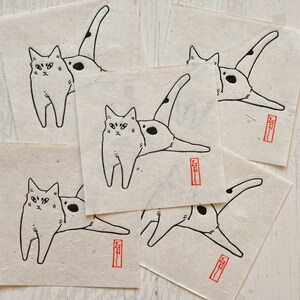 Cat on Stairs Linocut Print Modern Art Minimalist Modern Meme - Etsy