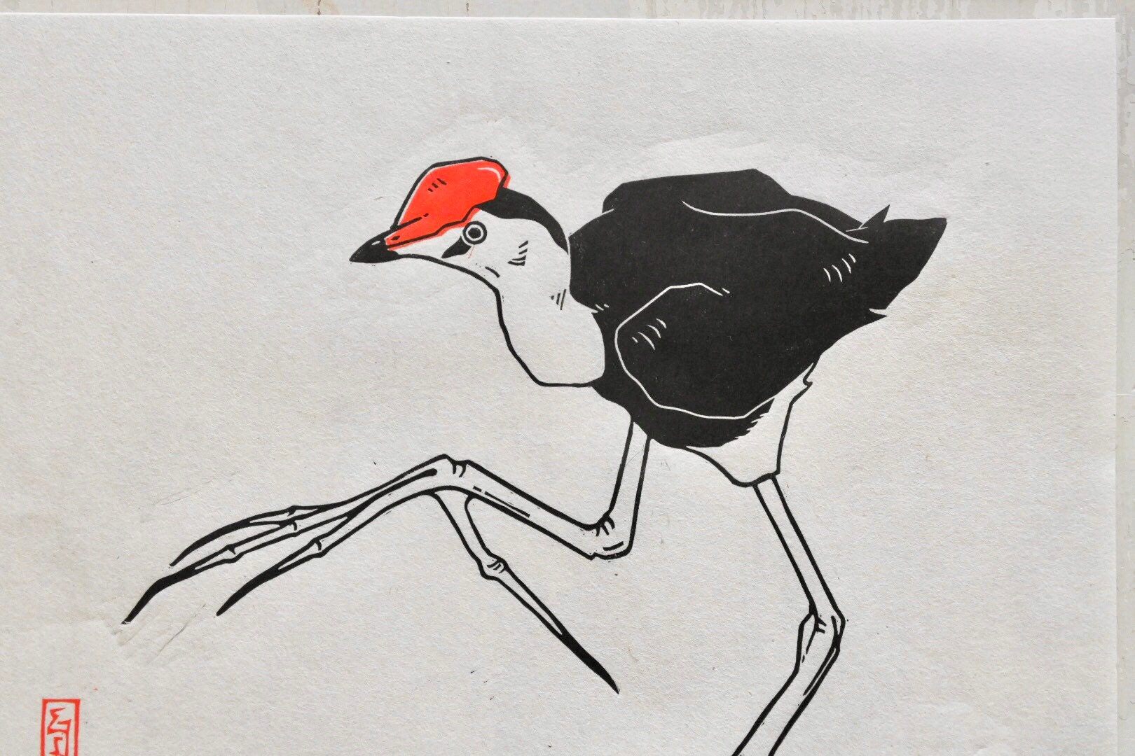 Comb-crested Jacana Linocut Print Lily Trotter - Etsy